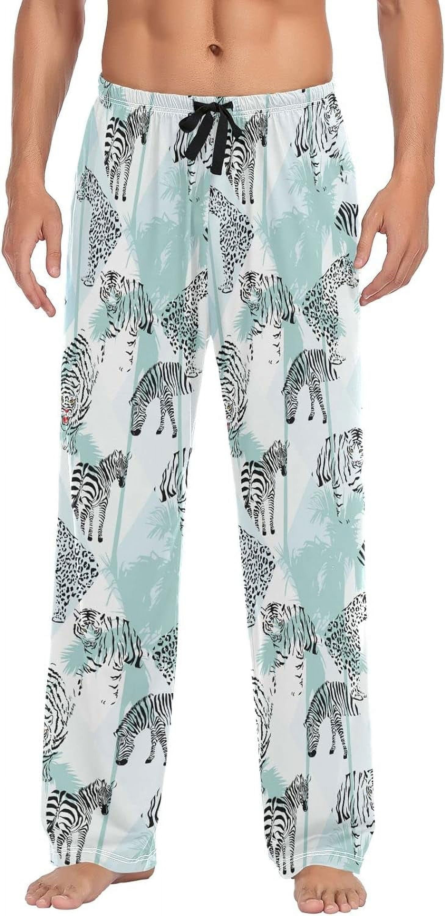 PISONIC Zebra Mens Pajama Pants Lounge Men's Pajama Bottoms Soft Sleep ...