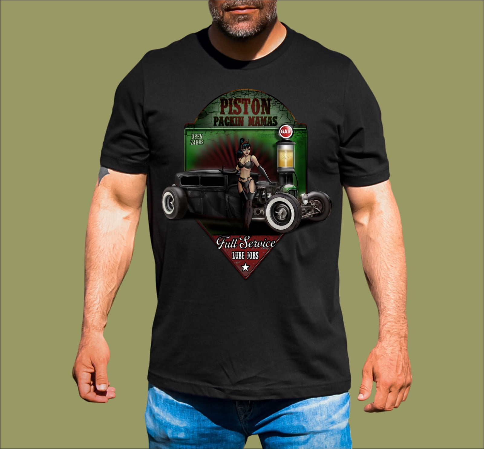 PISTON PACKIN MAMAS FULL SERVICE GAS T-SHIRT - Walmart.com
