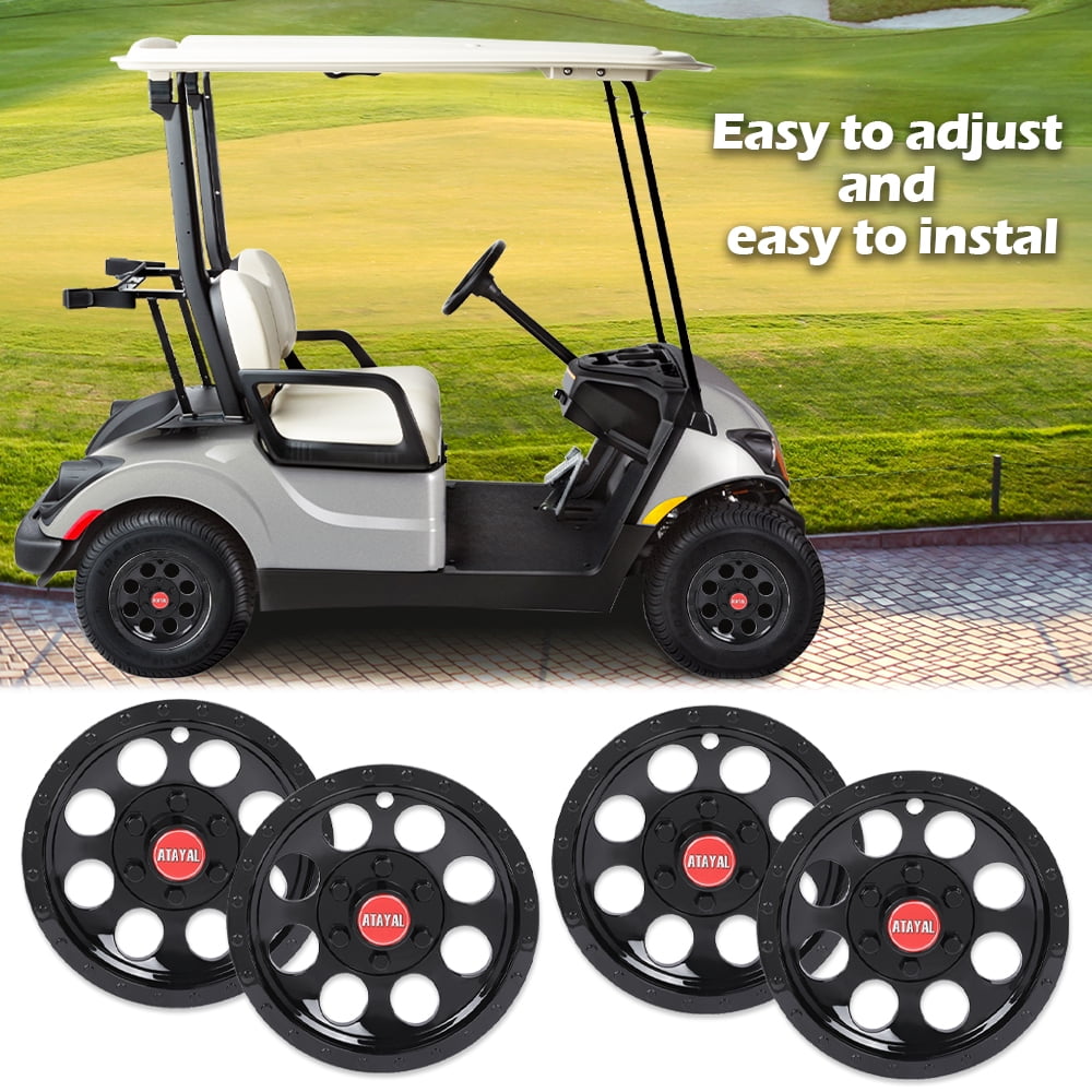 PIT66 10" 4PCS Chrome Black Wheel Cover Hub Caps Golf Cart Fit for ...