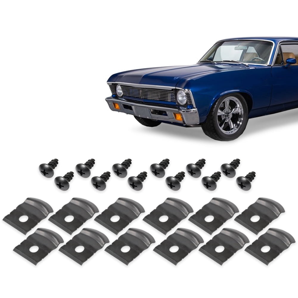 PIT66 12 Piece 1" Tall Rocker Molding Clips and Screw Set Fit for Chevy ...