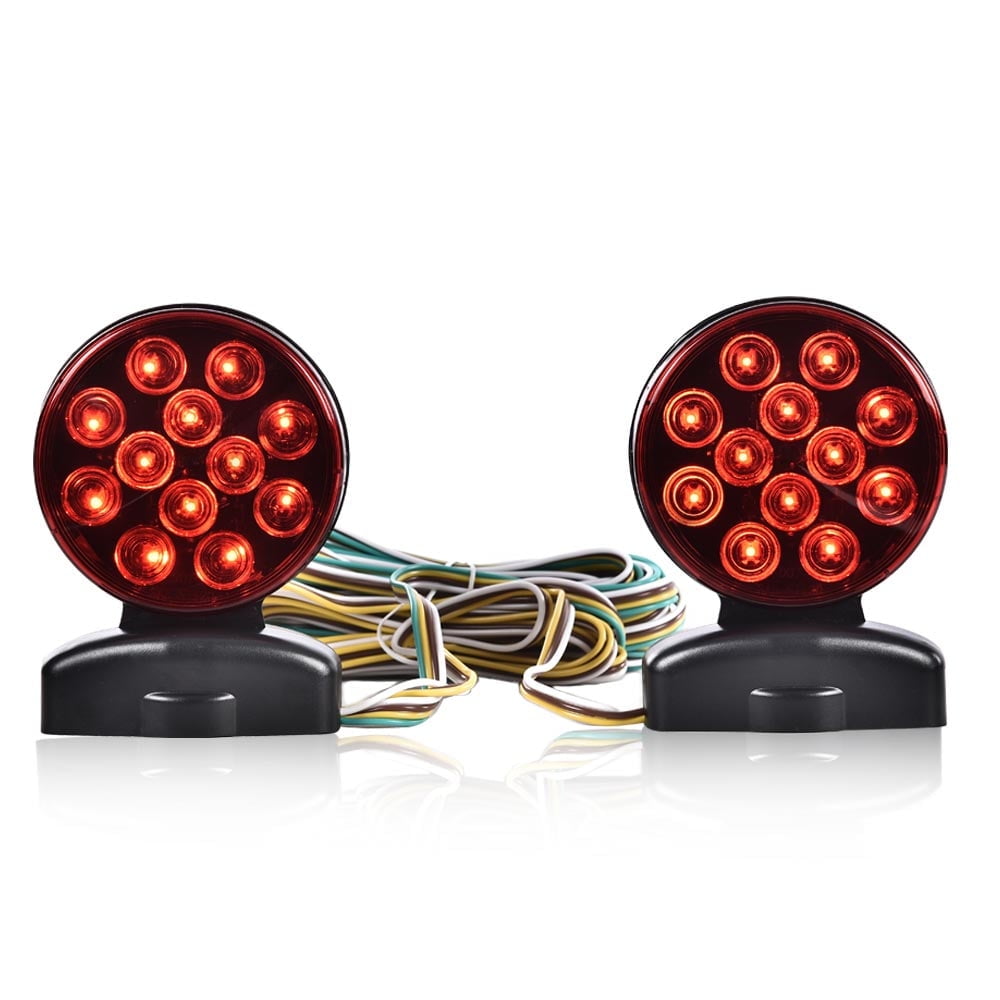 PIT66 Magnetic Towing Light Kit, 12 Volt LED, Brake Tail Signal, 1Pair ...