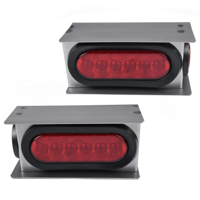 PIT66 2Pack Steel Trailer Light Boxes Housing Kit w/6Inch Oval Red LED ...
