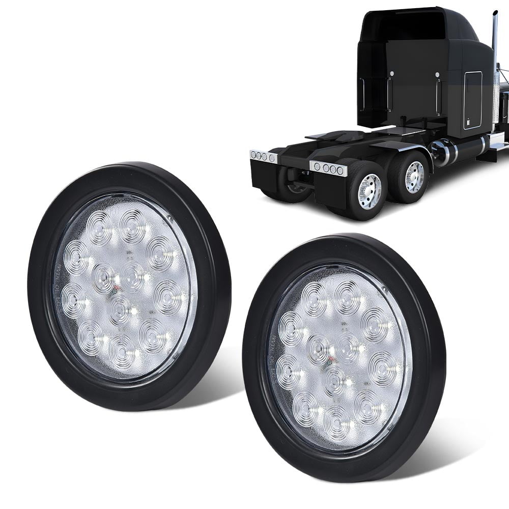 PIT66 2Pc 4 Inch Round 24 LED Reverse Backup Tail Lights Trailer Truck ...