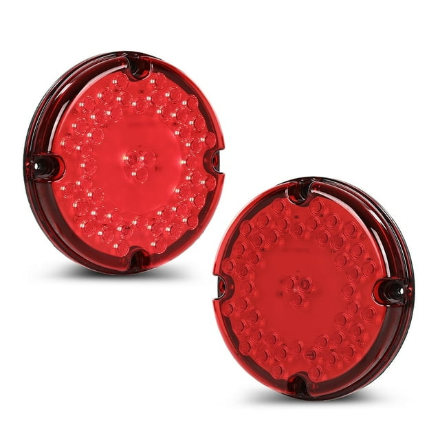 PIT66 2pc 7" Round Red 47-LED Tail Light For School Bus Transit ...