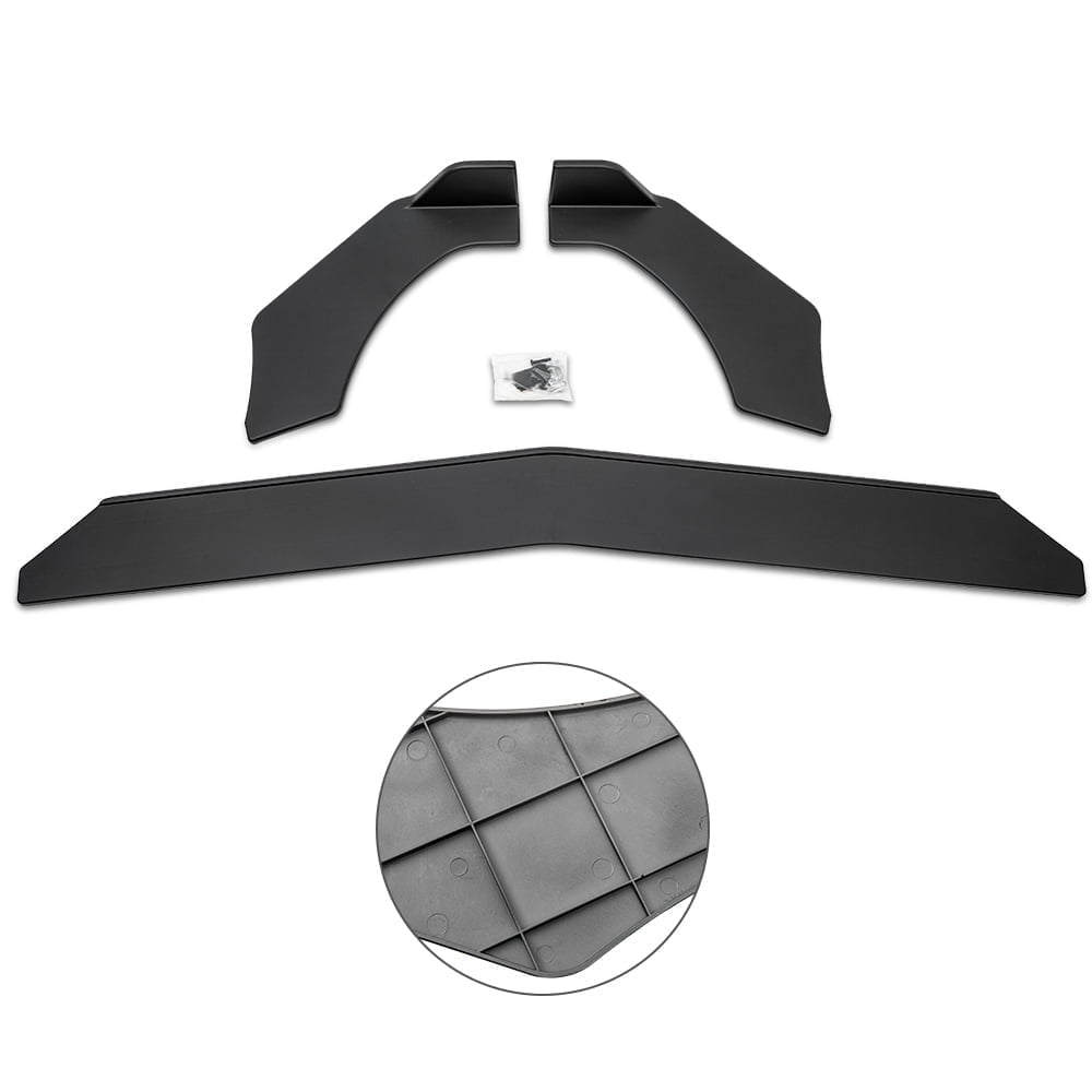 PIT66 3 Pcs- Sharp Edge Matte Black Universal Front Bumper Lip ...