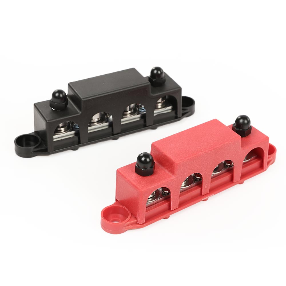 PIT66 4 Post Busbar Bus Bar Power Distribution 12V 250A 5/16" Red and ...