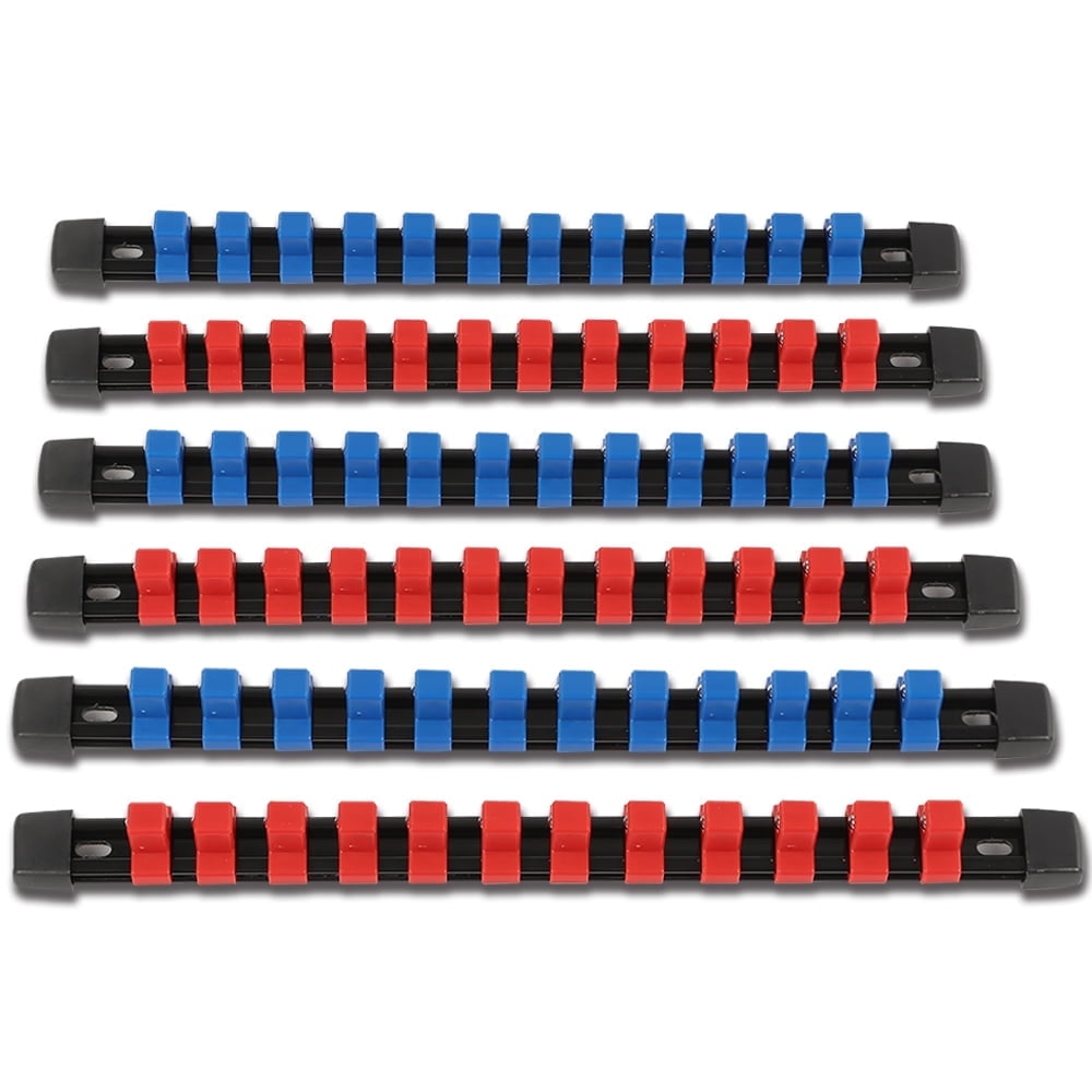 PIT66 6Pcs Socket Rail Sliding Holder Rack Tool Mountable Industrial 1/ ...