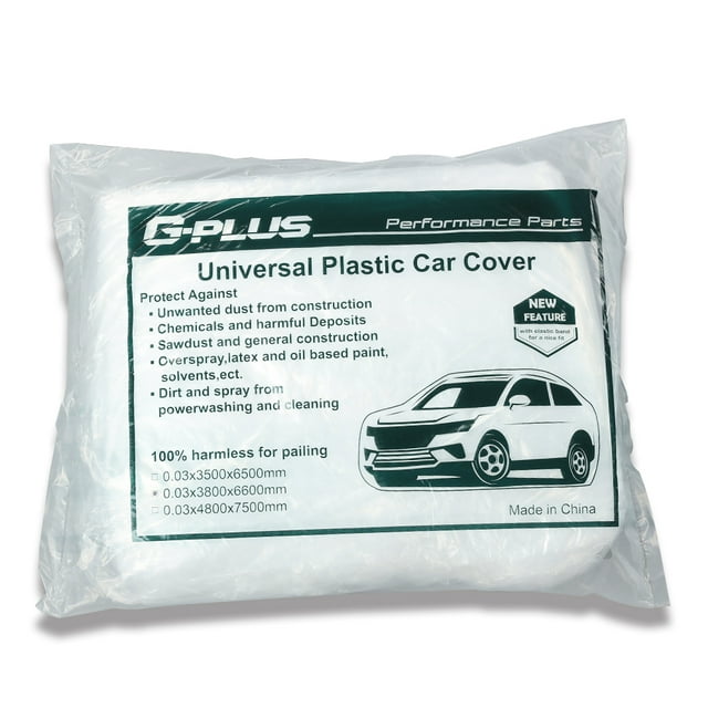 PIT66 Clear Plastic Temporary Universal Disposable Car Cover Rain Dust ...