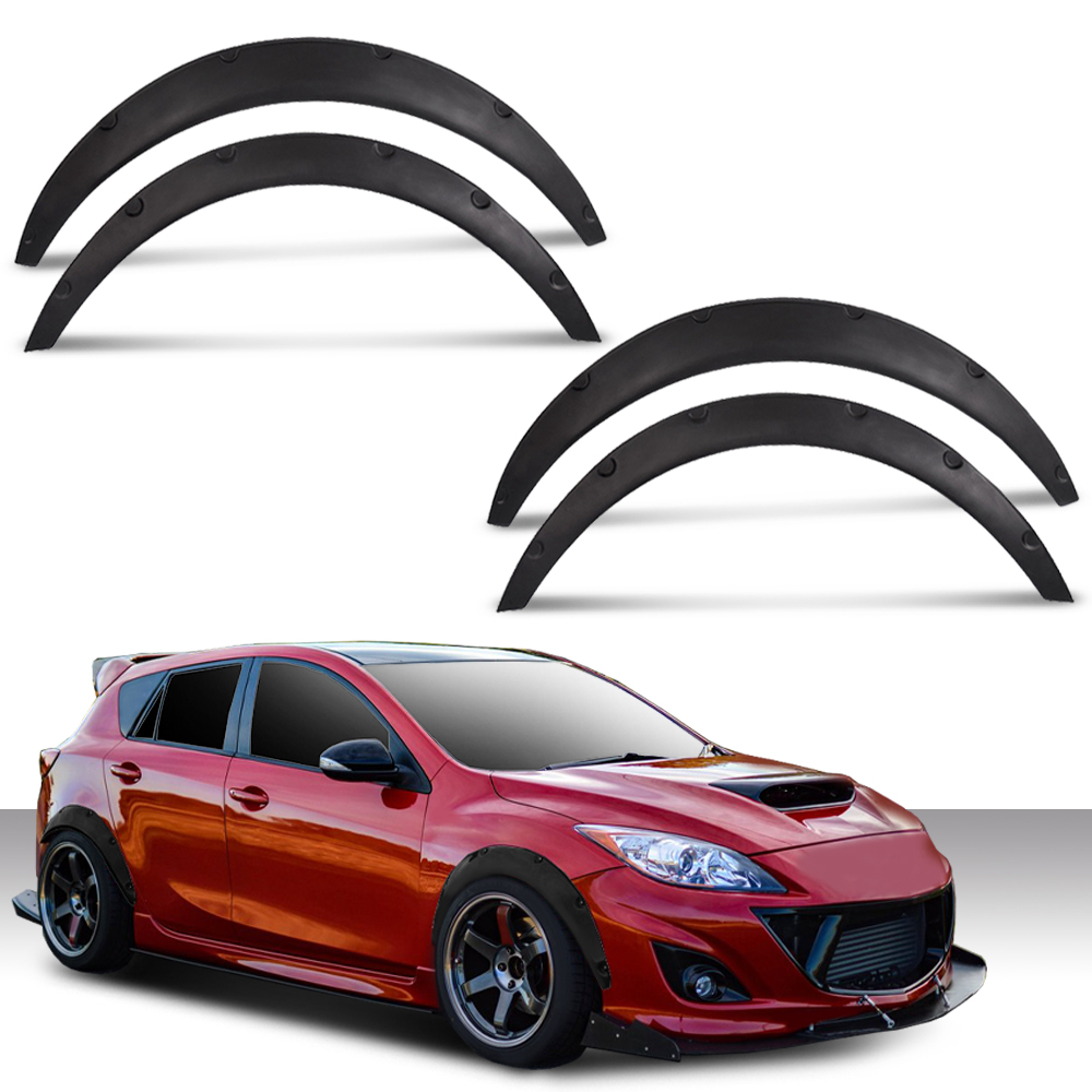 Spec-D Tuning Durable Car Fender Flares, 4PC Universal Flexible Extra ...