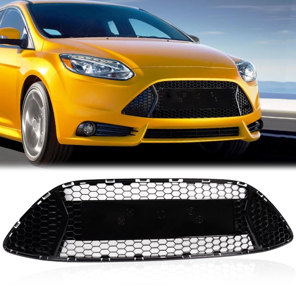 PIT66 Front Bumper Grille for Ford Focus ST 2013-14, Gloss Black ...