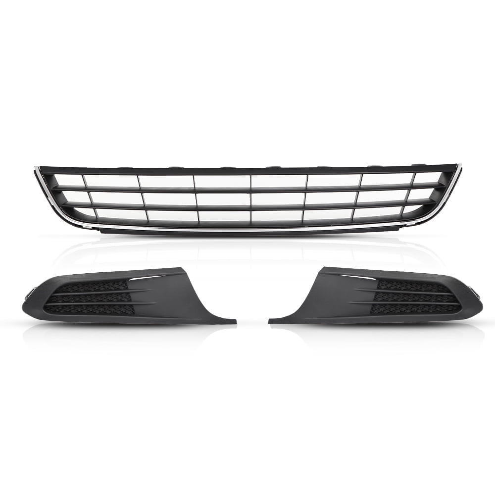 Front Bumper Lower Grille w Chrome & Fog Light Bezel 3PC Set Fit for ...