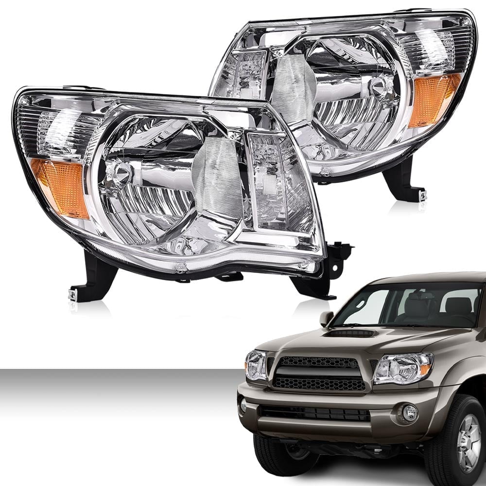 PIT66 Headlight Left and Right Headlamp Assembly Clear Lens Chrome ...