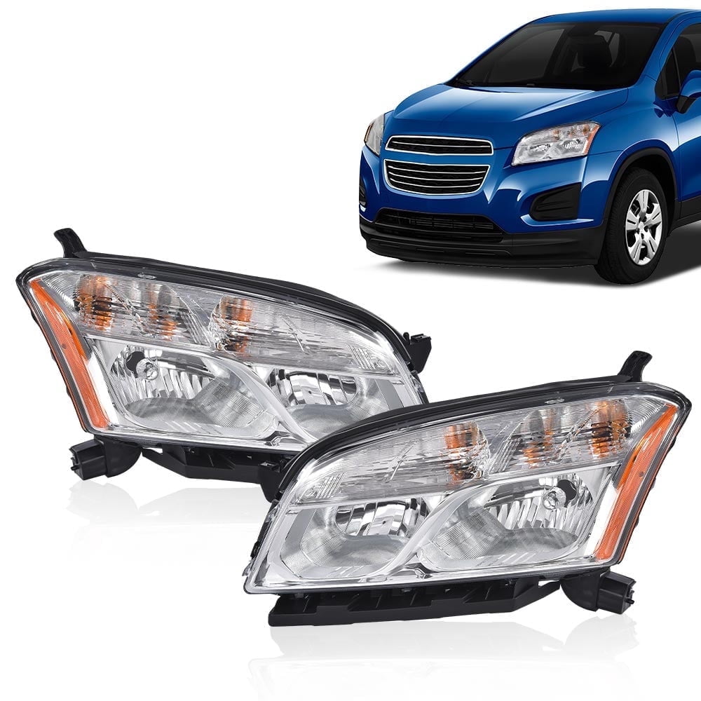 Headlights Assembly Clear Lens Chrome Housing Pair Halogen Headlamp Fit ...