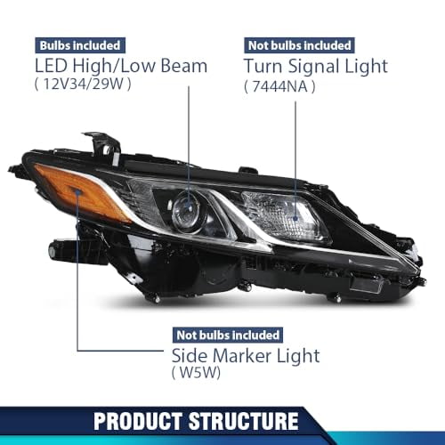 PIT66 Headlights Assembly Compatible with 2018-2022 Toyota Camry LE SE ...