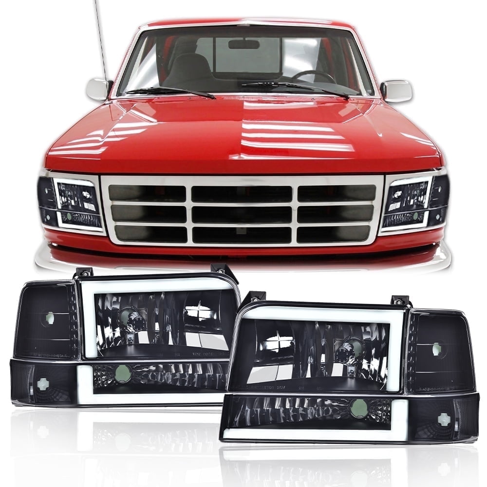 PIT66 Headlights Smoky Lens Black Housing Clear Reflector Fit for 1992 ...