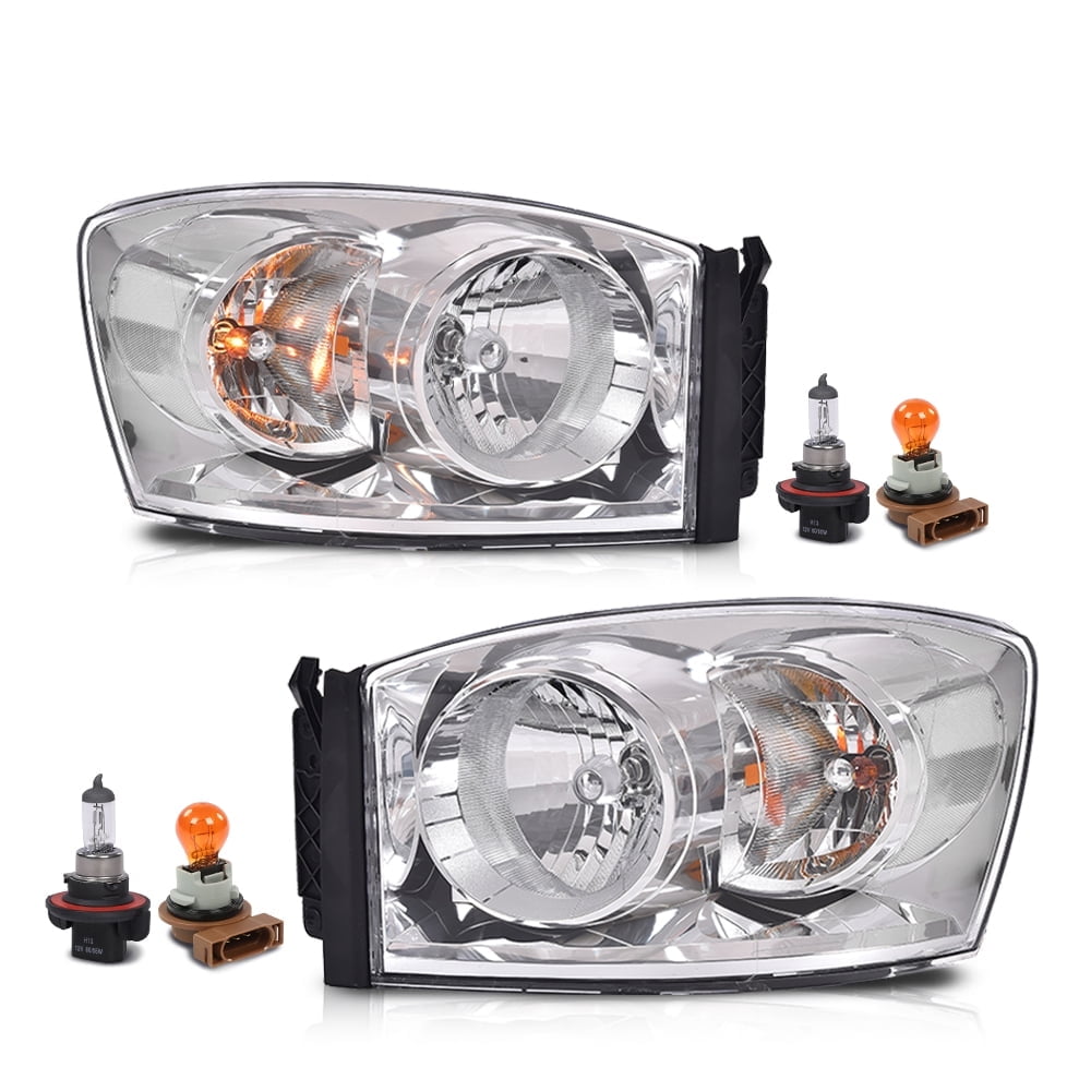 PIT66 Headlights w/Bulbs Clear Lens Chrome Housing Clear Reflector LH ...