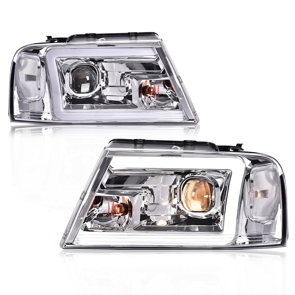 PIT66 LED DRL Headlights Clear Lens Chrome Housing Clear Reflector, Fit ...