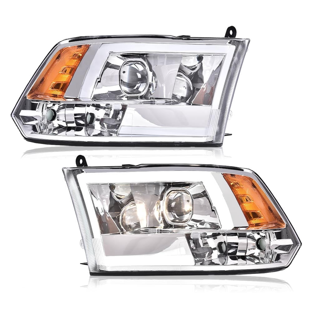 LED Headlight Clear Lens Chrome Housing Amber Reflector,Fit for 09-18 ...