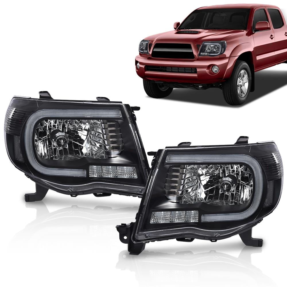 PIT66 LED Tube Projector Headlights Headlamps W/O Bulbs Clear Lens ...