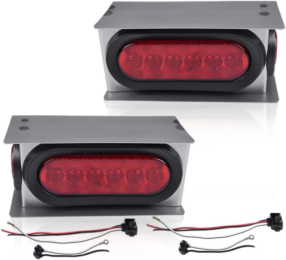 PIT66 Trailer tail Light 2Pack Steel Boxes Housing Kit w/6Inch Oval Red ...