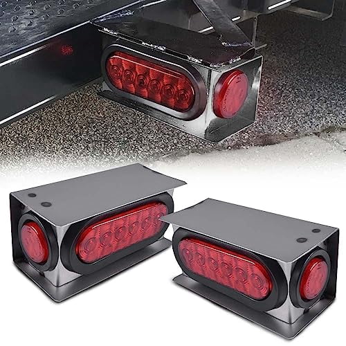 PIT66 Trailer tail Light 2Pack Steel Boxes Housing Kit w/6Inch Oval Red ...