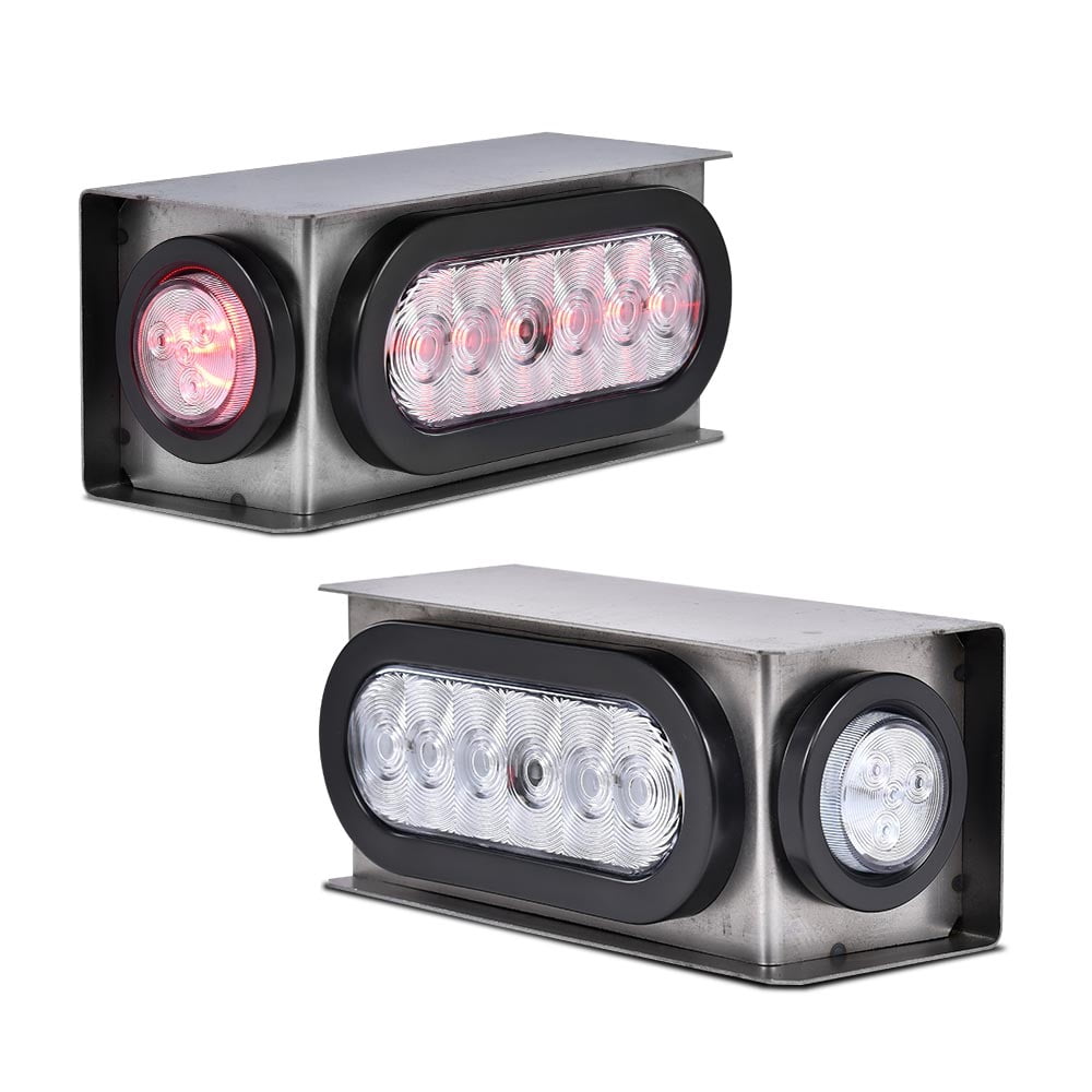PIT66 Trailer tail Light Steel Box with 6" Red LED Oval Tail Lights & 2 ...