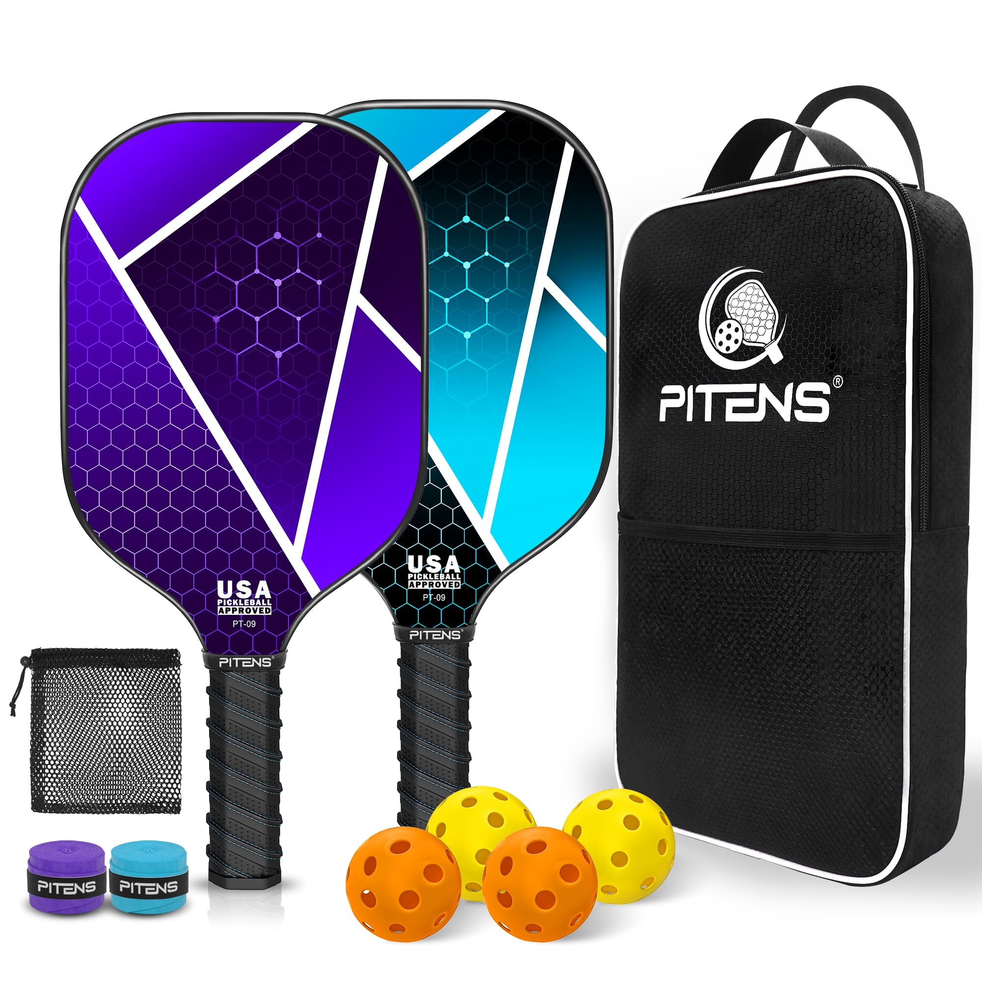 PITENS Pickleball Paddles Starter Kit, USAPA Approved, 2 Rackets, 4 ...