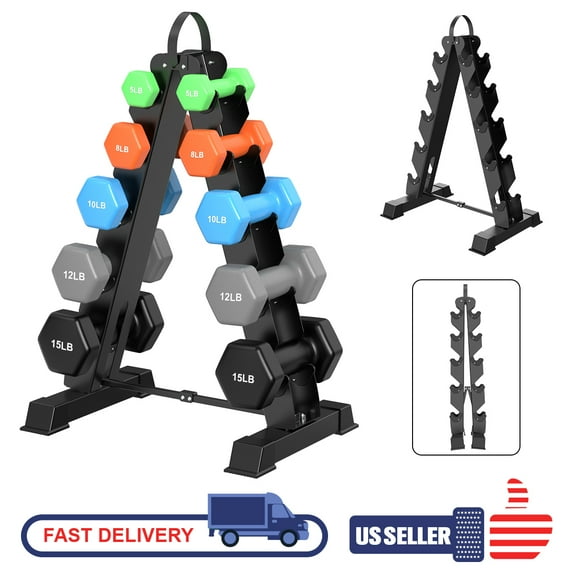 PITHAGE A-Frame Dumbbell Rack, 600LBS Weight Capacity, Dumbbell Three ...