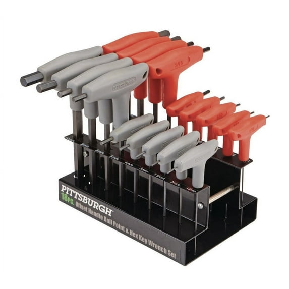 PITTSBURGH SAE and Metric T-Handle Ball End Hex Key Set, 18 Piece ...