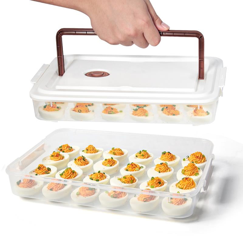 PIUGERU Deviled Egg Containers with Lid, (Set of 2), Plastic Deviled ...