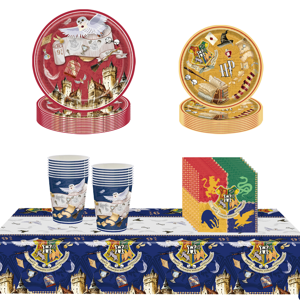 PIUMOJ Harry Wizard Theme Party Set for 10 Guests – 7" & 9" Plates ...
