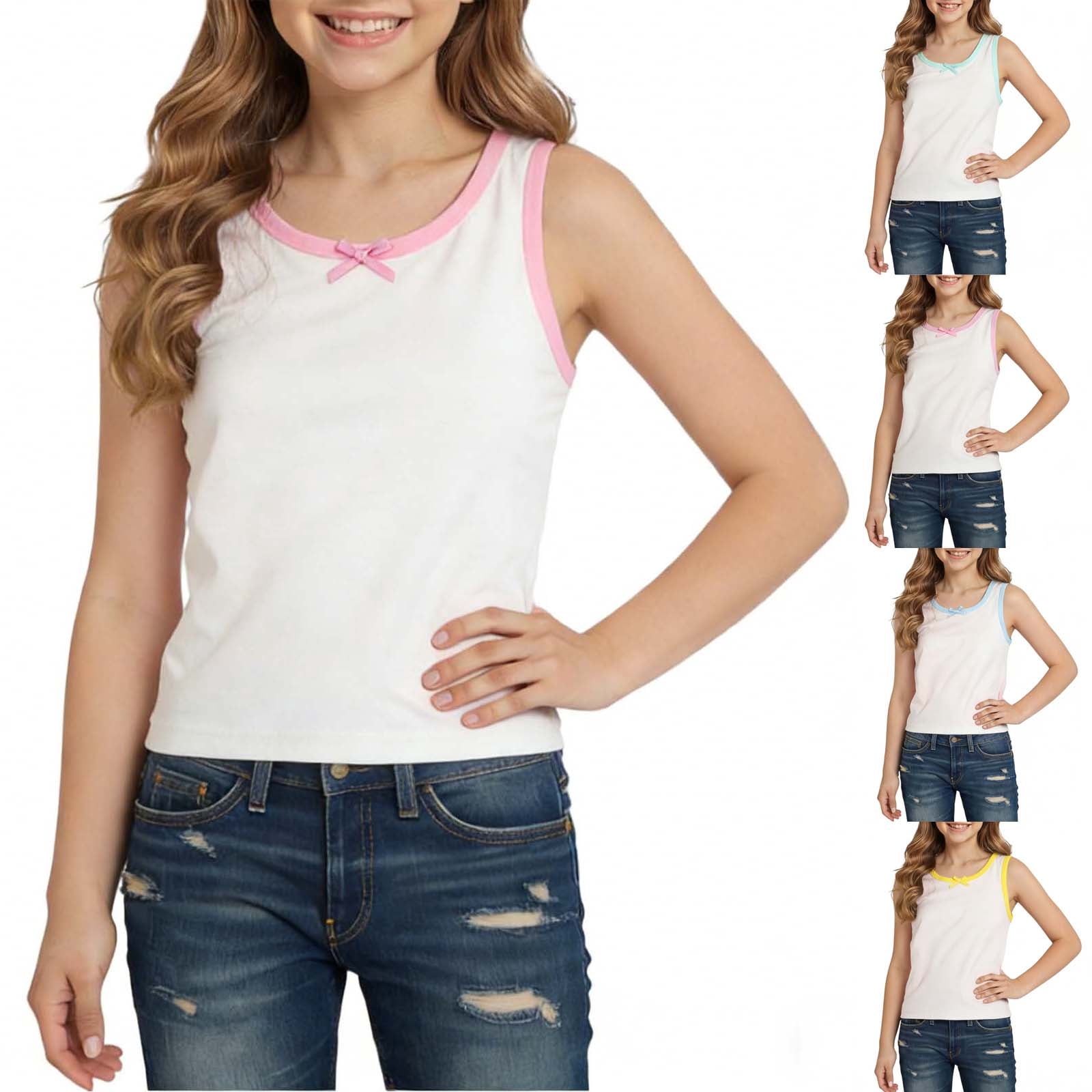 PIWHJQK Girls Cotton Undershirts Tank Tops Girls Cotton Undershirt ...