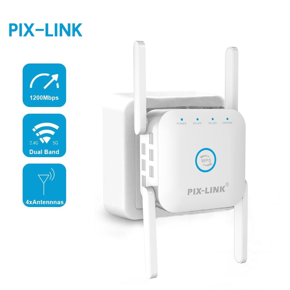 PIX-LINK WiFi Range Extender Repeater, 5GHz/2.4GHz Dual Band 1200Mbps ...