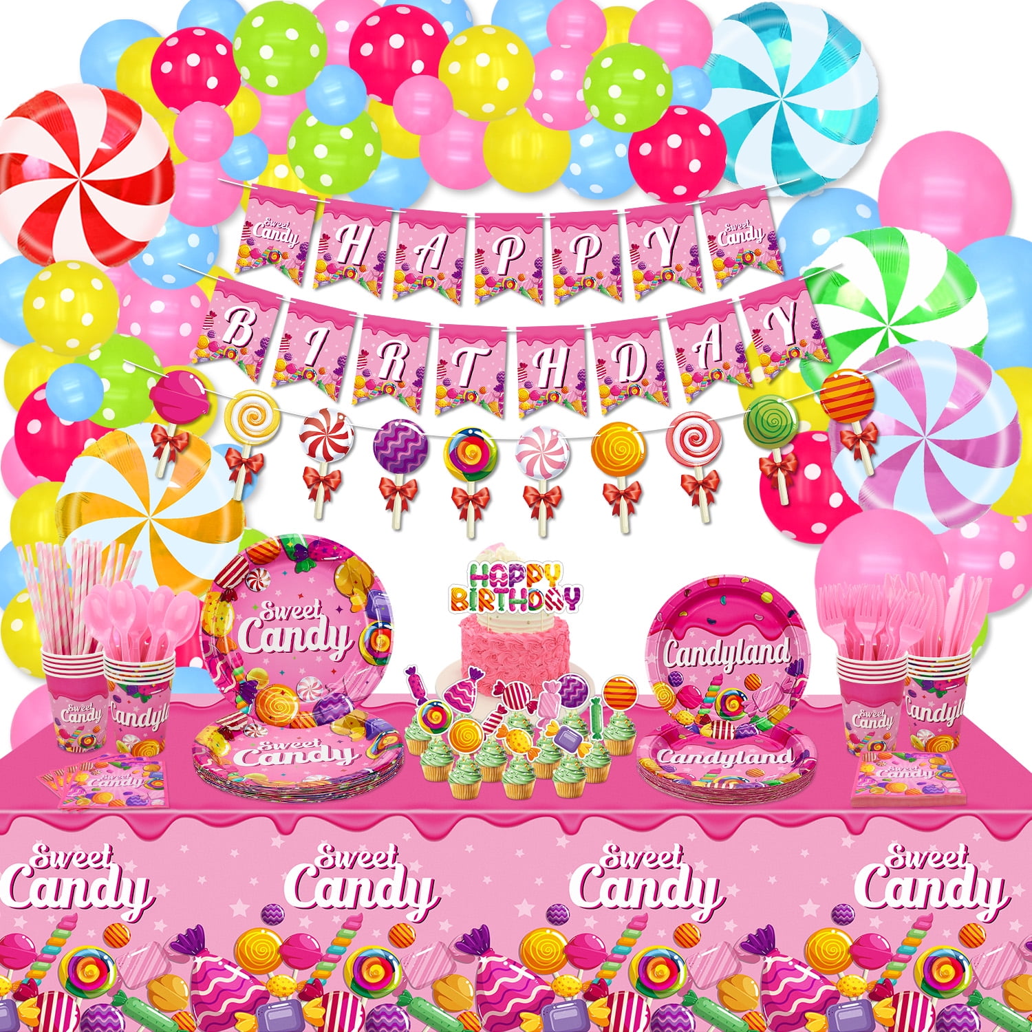 PIXHOTU Candyland Party Decorations - Candy Land Theme Party Supplies ...
