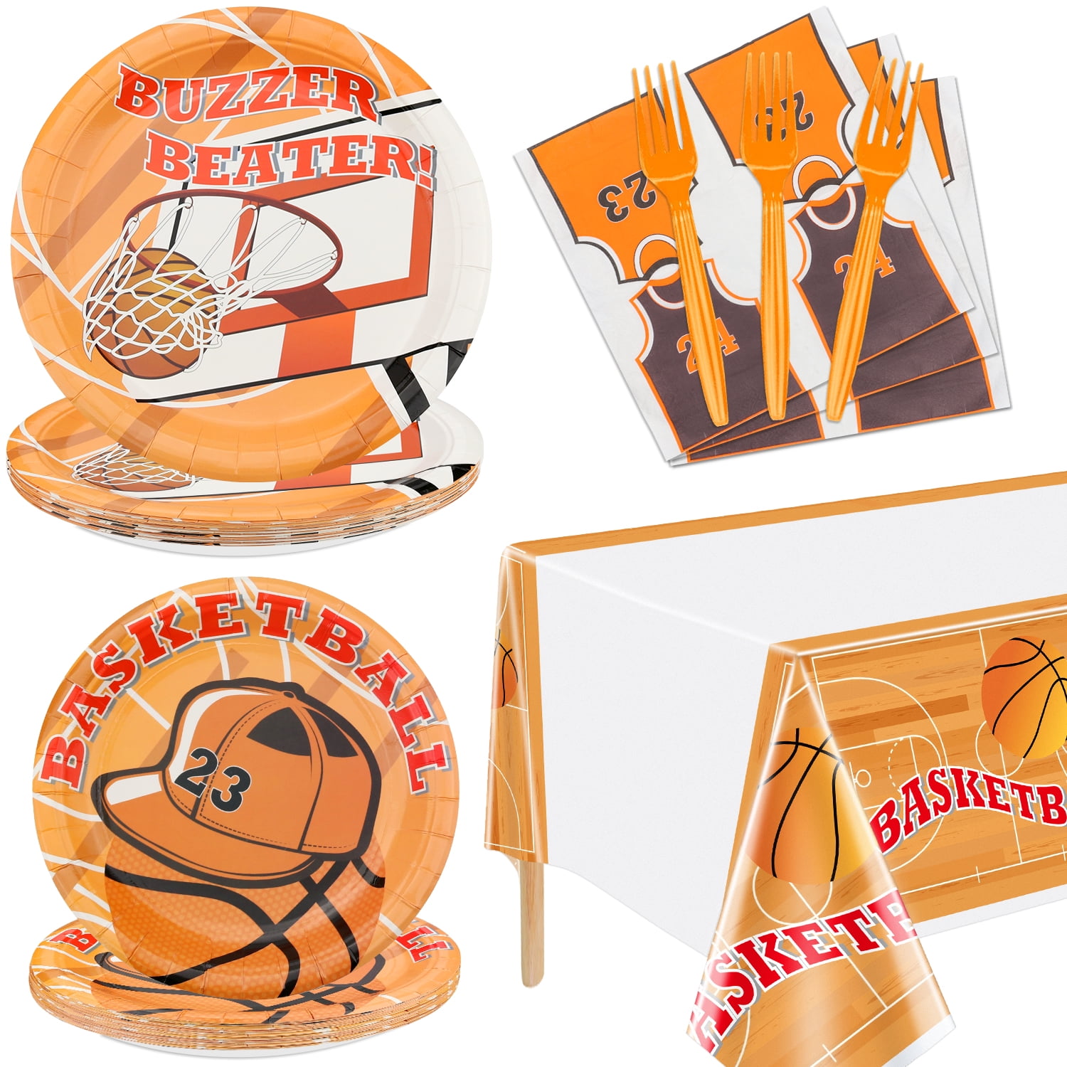 PIXHOTUL Basketball Party Supplies Serve 20 - 81Pcs Plates Napkins ...