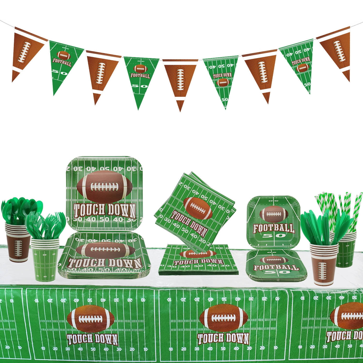 PIXHOTUL Football Party Supplies - Plates, Cups, Napkins, Tableware ...