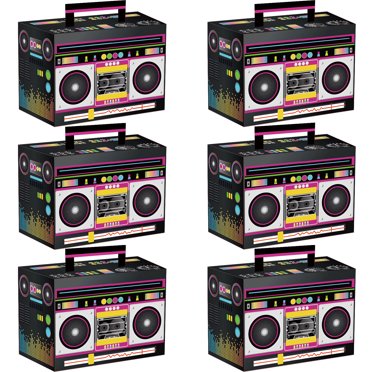 24 Pack 80s 90s Party Favor Boxes, Radio Gift Treat Bags, Disco Gable ...