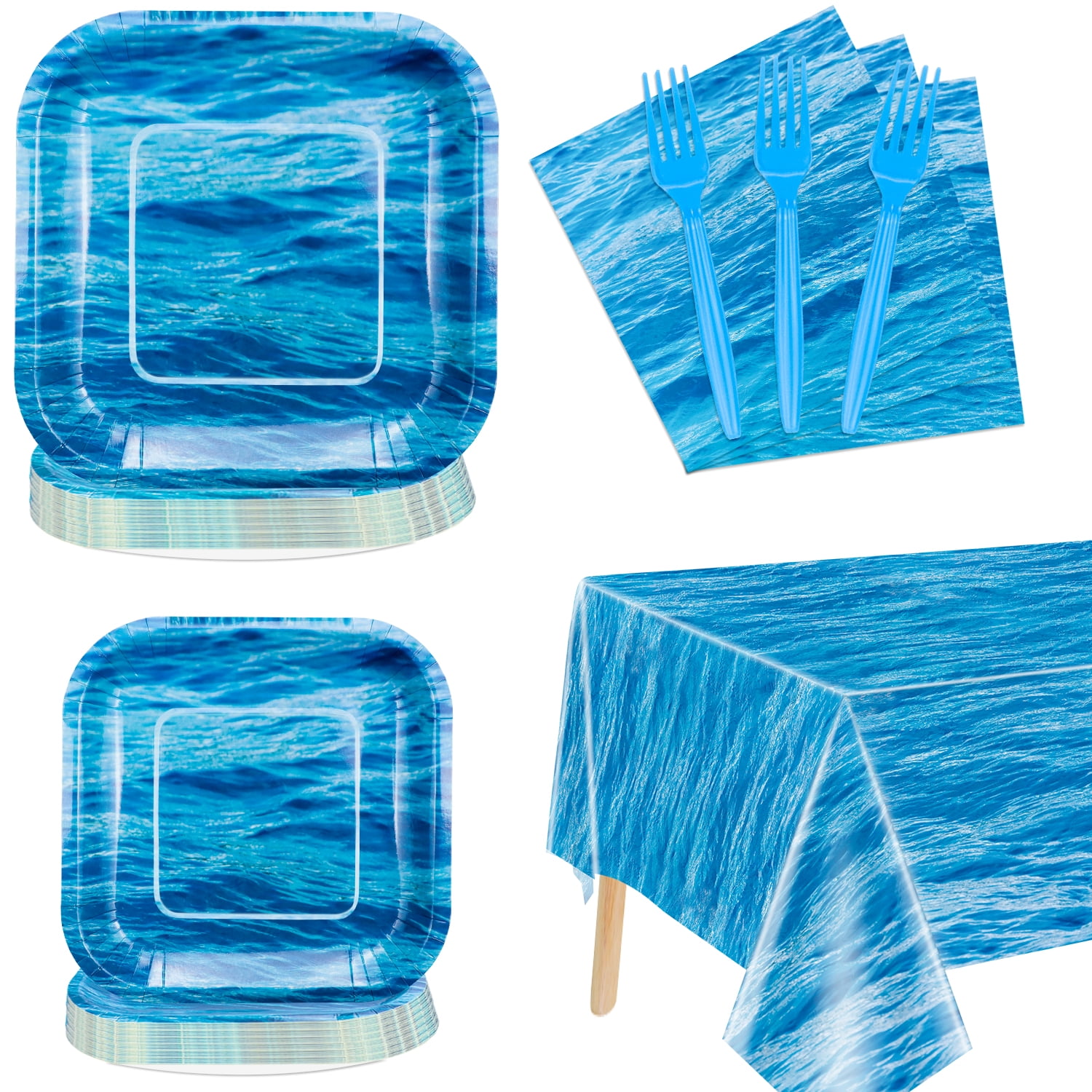 PIXHOTUL Ocean Wave Party Supplies Serve 40 - 162Pcs Plates Napkins ...