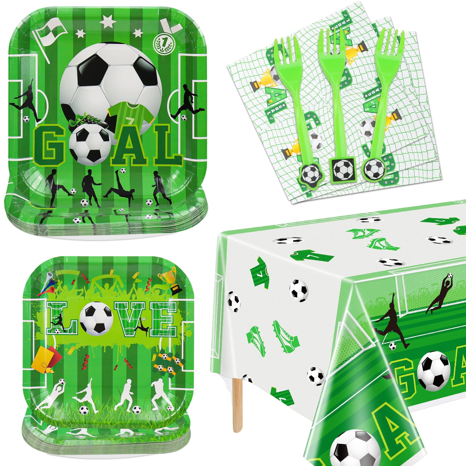 PIXHOTUL Soccer Theme Party Supplies Serve 20 - 81Pcs Plates Napkins ...