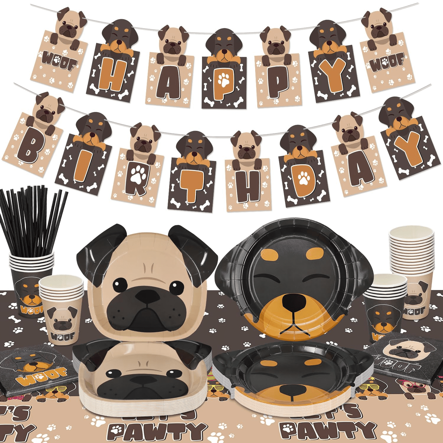 PIXHOTUL dog party decoration, dog shaped paper tray, dog party ...