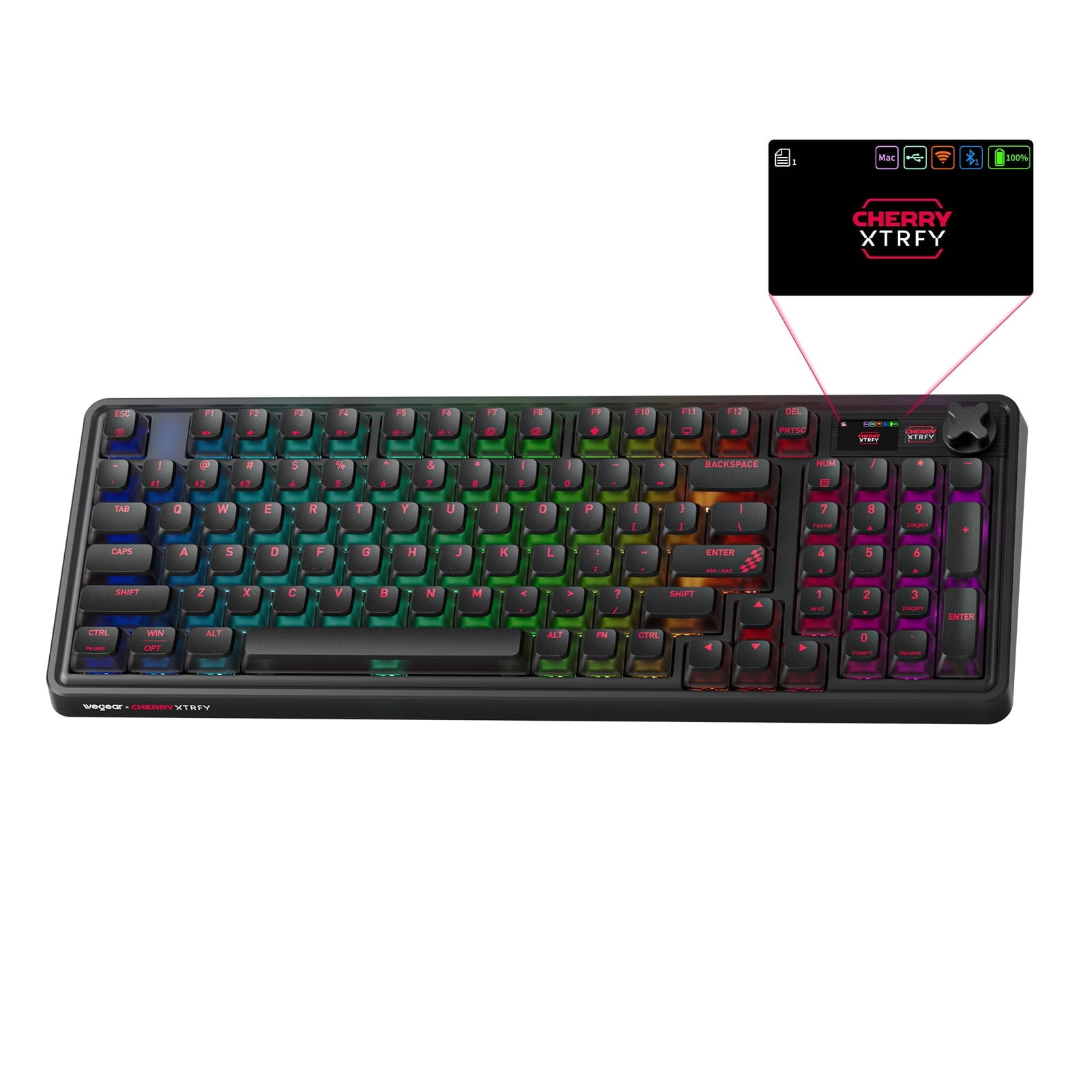 PIXIU 98 Wireless Mechanical Gaming Keyboard, Cherry MX2A Red Switches ...
