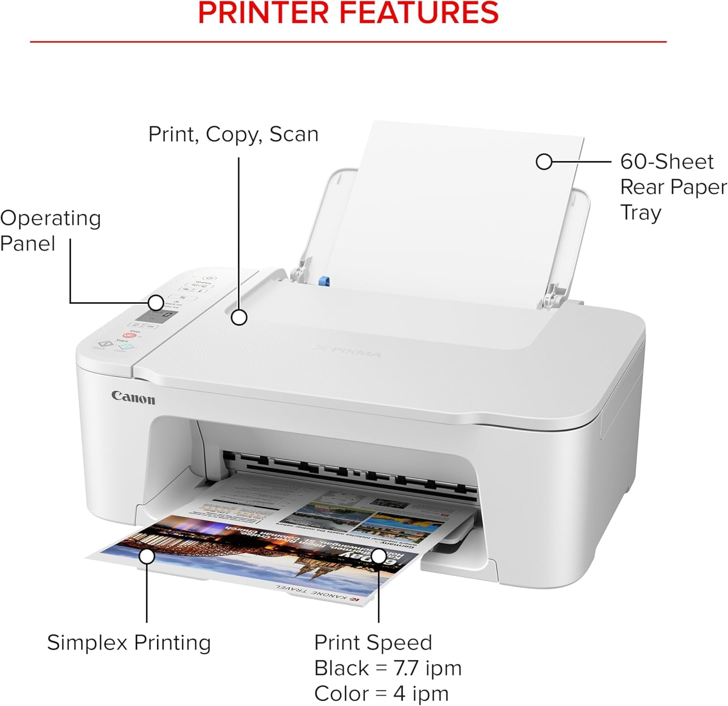PIXMA TS3720 Wireless All-in-One Inkjet Printer for Home Office, White ...