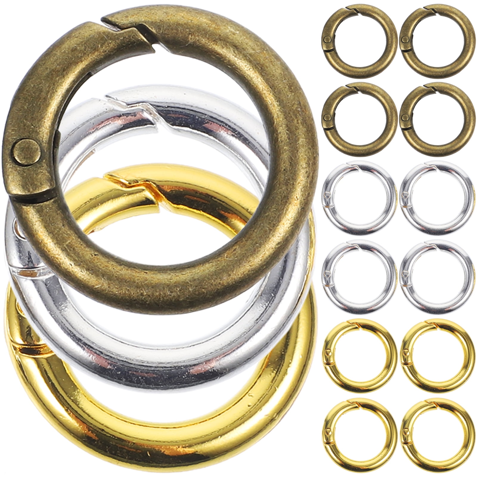 PIXNOR 15Pcs Round Keychain Clip Rings Colored Round Rings Metal ...