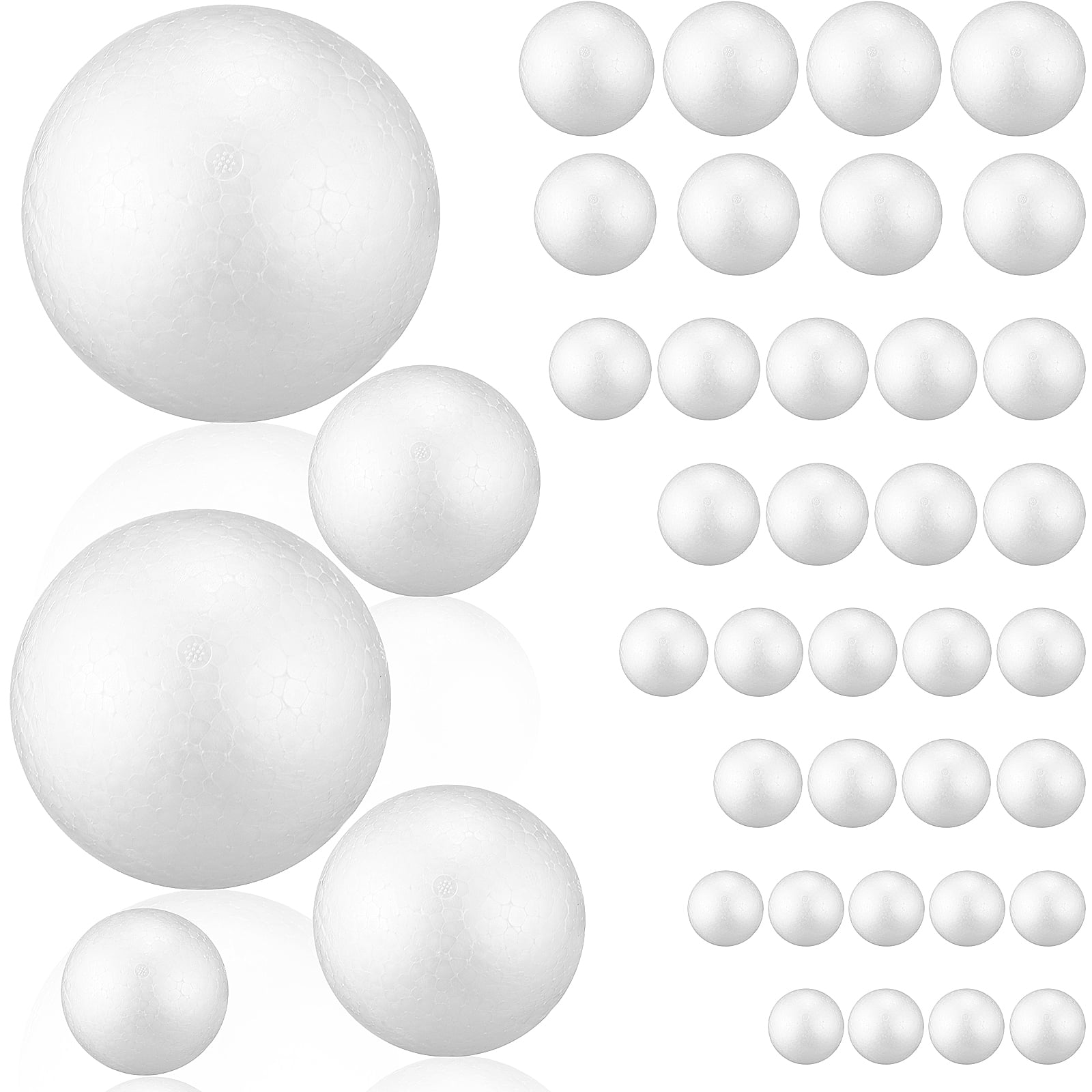 PIXNOR 40 Pcs Upholstery Foam Large Shapes Balls for Flowers White ...