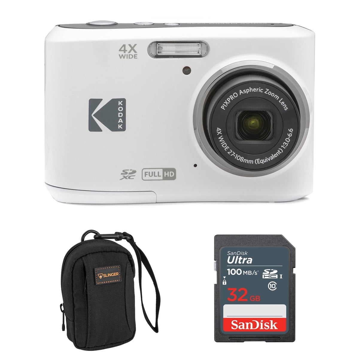 Kodak PIXPRO FZ45 16MP Full HD Camera, White - Bundle: 32GB Card ...