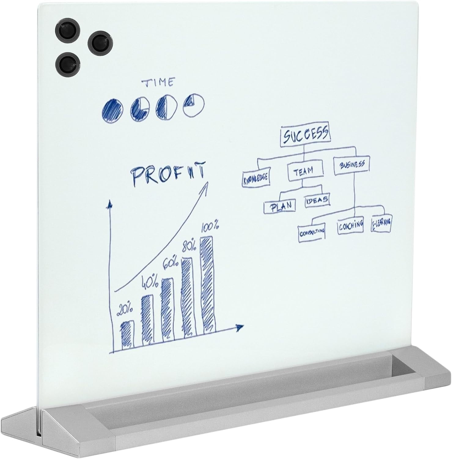 PIYING Freestanding Glass 23 x 19 inch Tabletop Magnetic Dry Erase ...