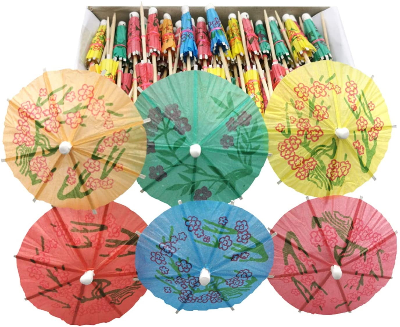PIYING Umbrella Parasol Picks 4 Inch Pack 144 Assorted Colors,Drink ...