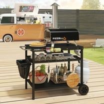 LUE BONA Foldable Outdoor Grill Cart with Rolling Wheels, Mobile BBQ ...
