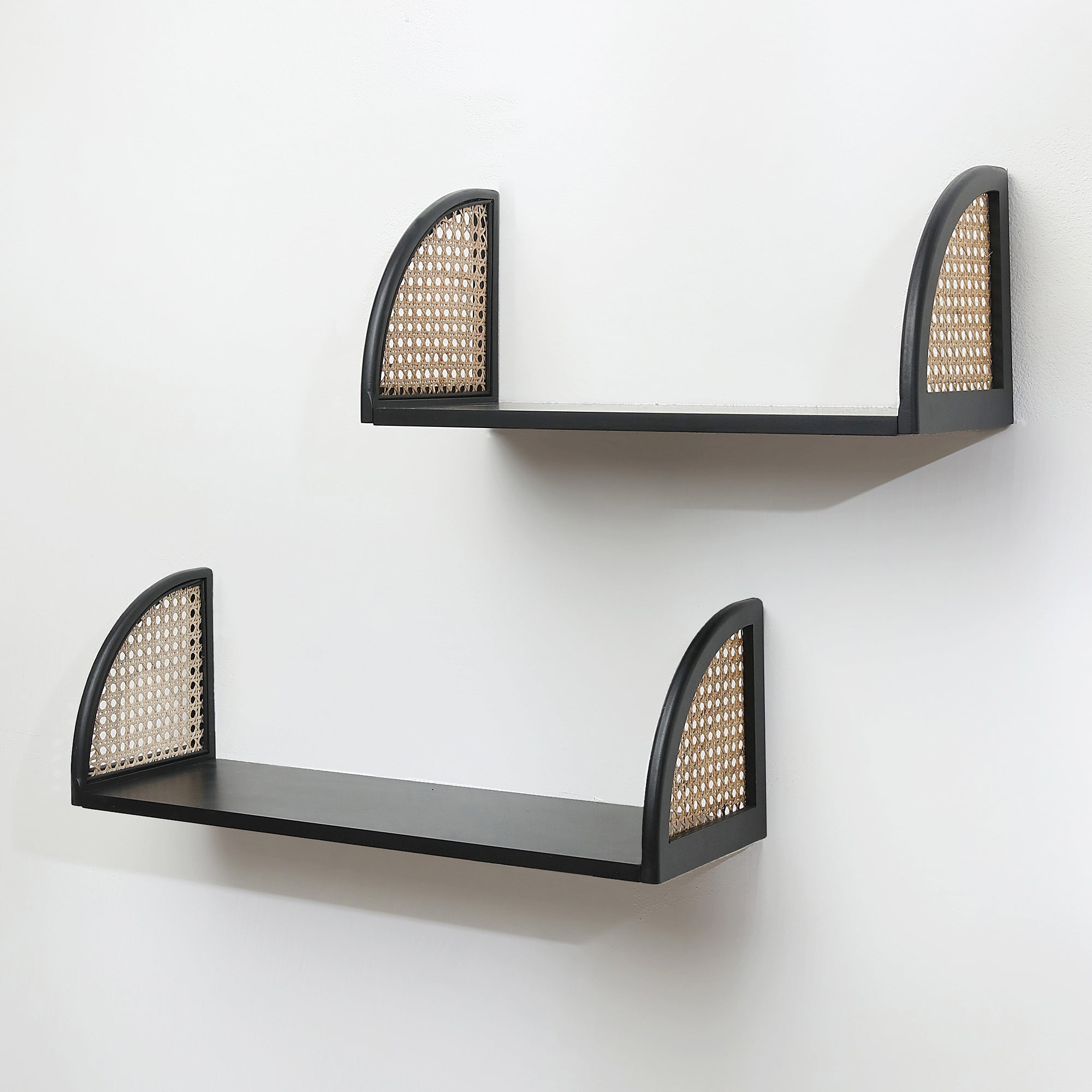 [PJ Collection] Rattan Floating Wall Shelf, Set of 2, Floating Shelves ...