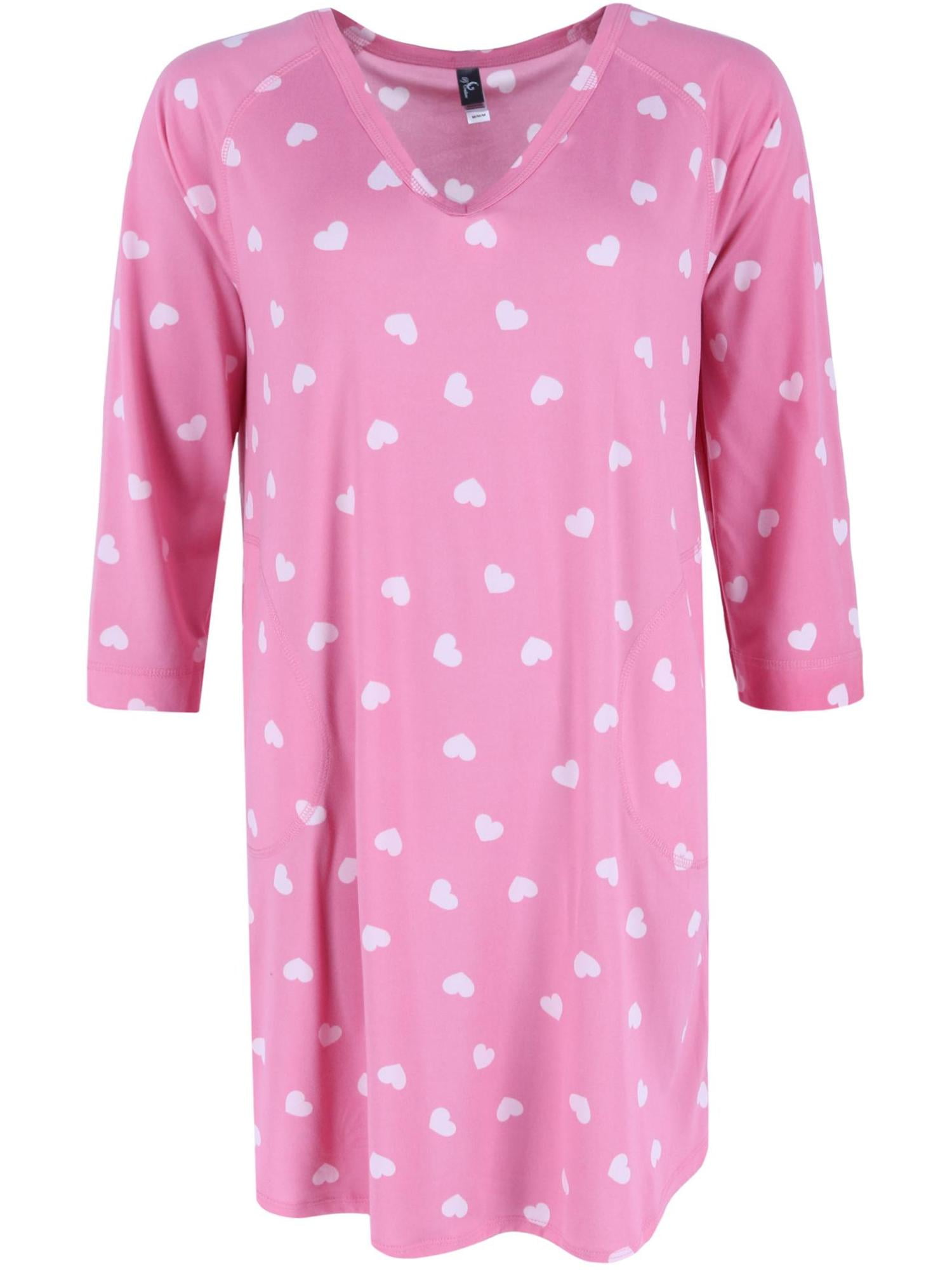 PJ Couture Women's Large Flower Pajama Sleep Shirt, Floral, Lightweight ...
